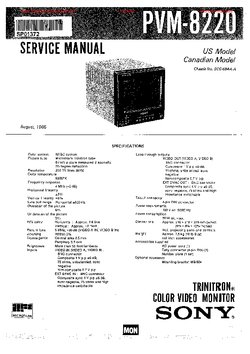 Sony PVM-8220 Service Manual PDF Free Download