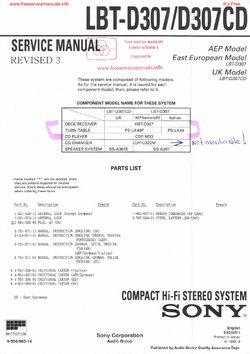 Sony LBT-D307 LBT-D307CD Service Manual PDF Free Download