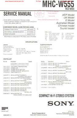 Sony MHC-W555 Service Manual PDF Free Download