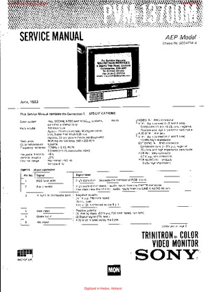 Sony PVM-1370QM Service Manual PDF Free Download